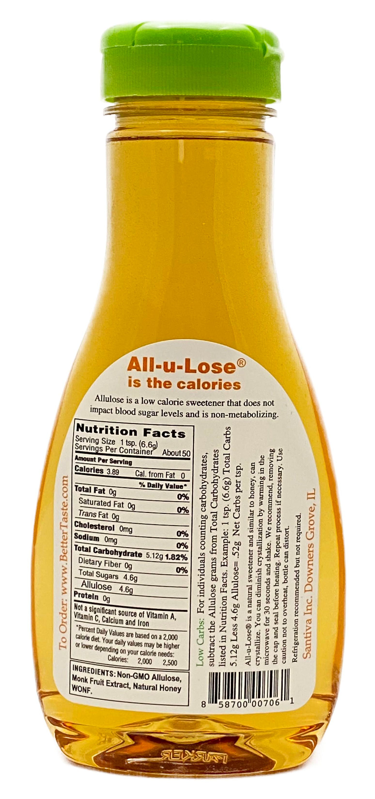 Natural Honey flavored Non-GMO All-u-Lose Syrup - 11.75oz Bottle ...